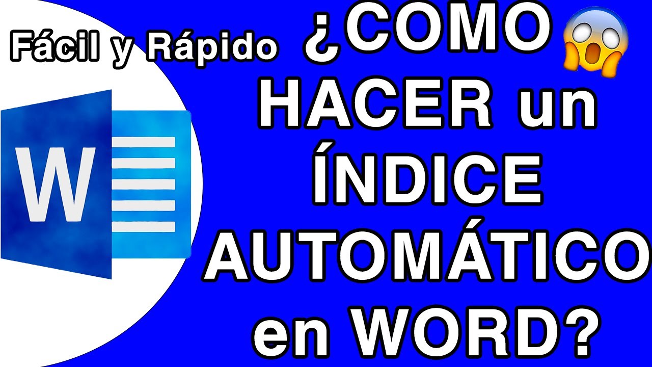 Como HACER un INDICE AUTOMATICO en WORD - YouTube