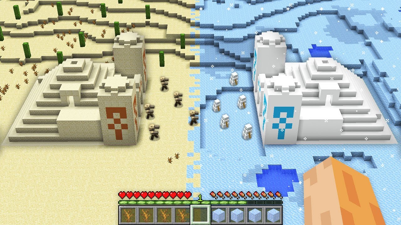 I look this DESERT TEMPLE vs ICE SNOW DUNGEON Battle in My Minecraft ...