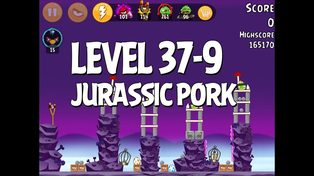 Angry Birds Jurassic Pork Level 37-9 Walkthrough 3 Star - YouTube