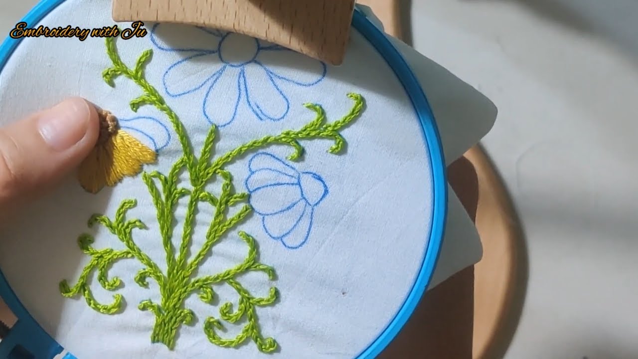 Learn How to Embroider a Sun Flower | Embroidery with Ju - YouTube
