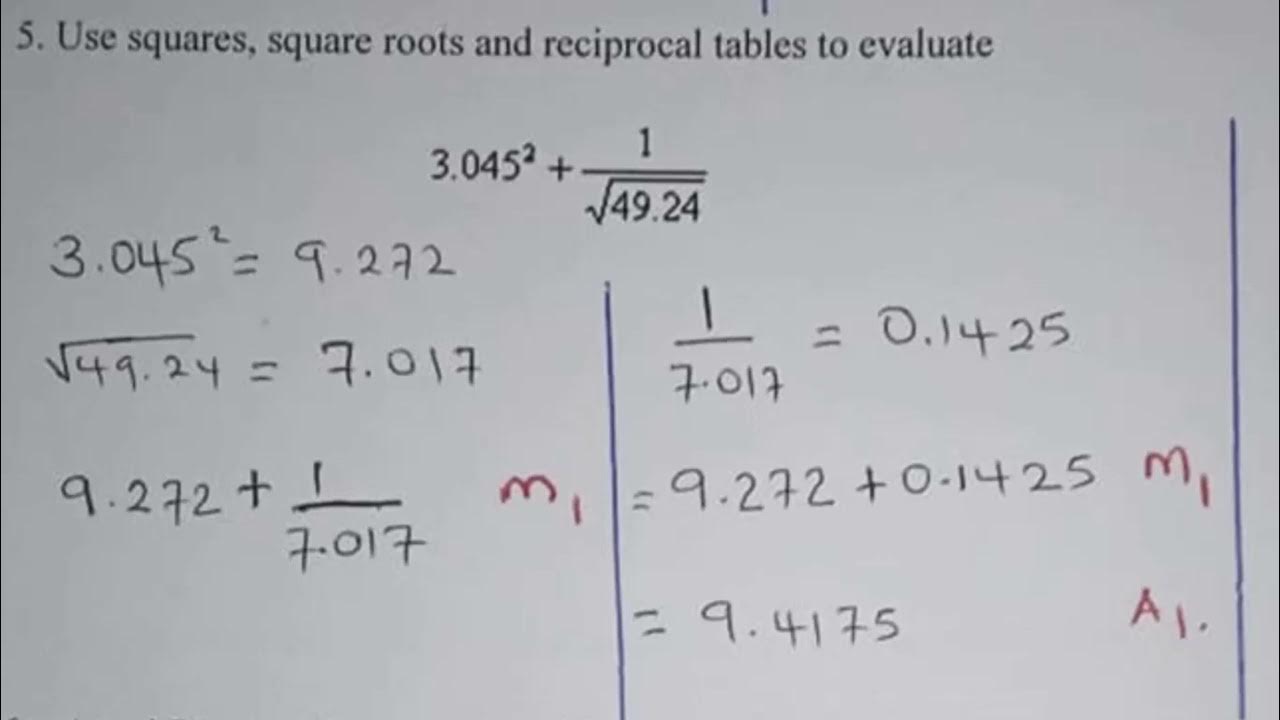 Square, Square Roots and Reciprocals Form 2 - YouTube