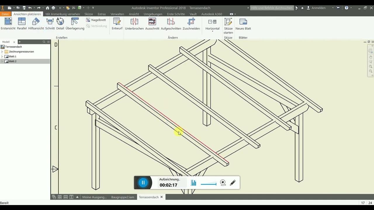 Inventor - Elemente, Bauteile in Skizze Zeichnung ausblenden - YouTube