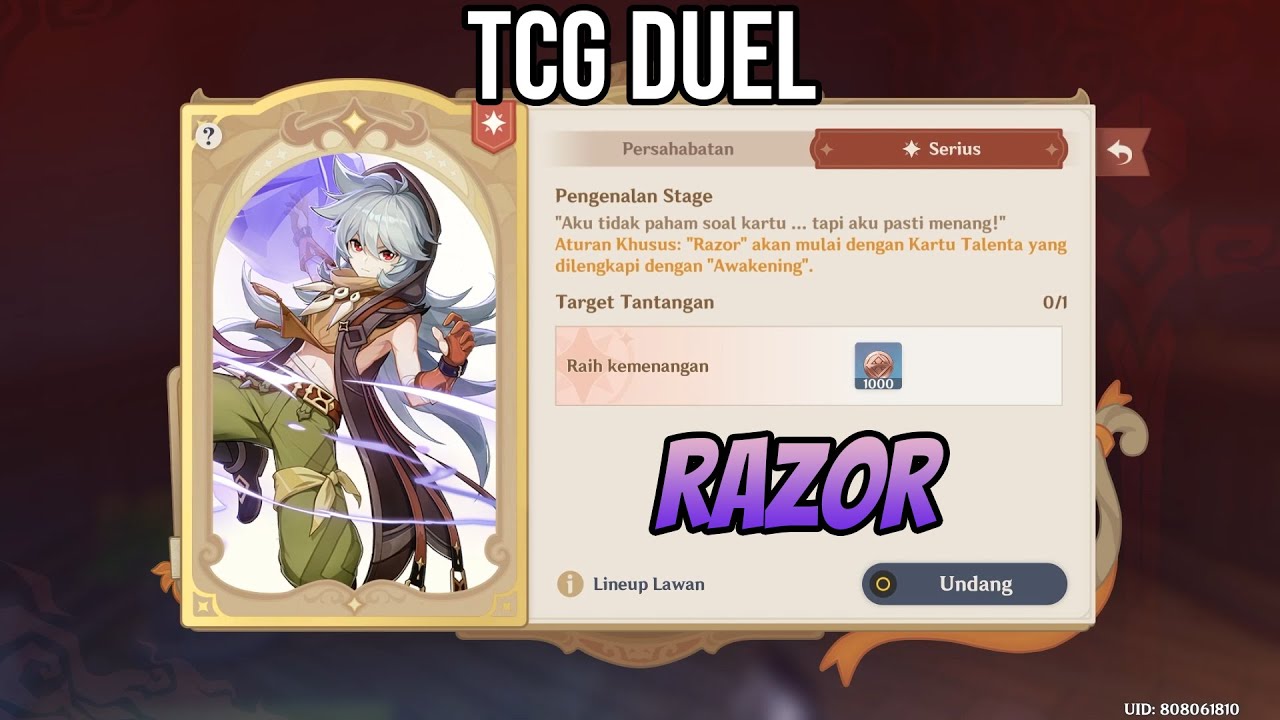 Genius Invokation TCG : Undangan Duel Razor Mode Serius - Genshin ...