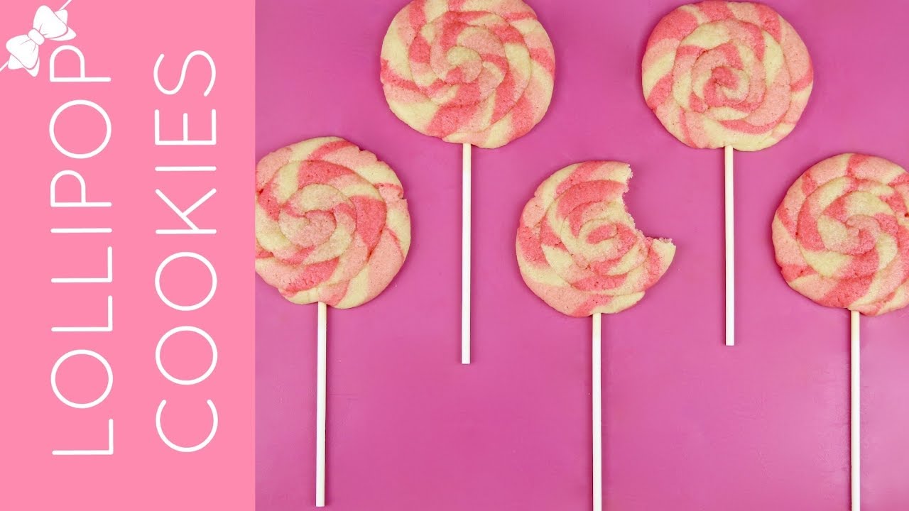 How To Make Pink Rainbow Swirl Lollipop Cookies // Lindsay Ann Bakes ...
