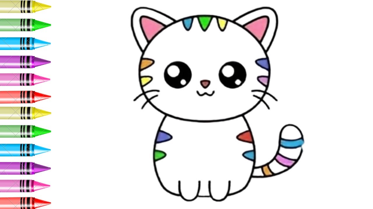 Cute Cat Drawing for Kids | How to Draw Baby Cat | Easy Drawing - YouTube
