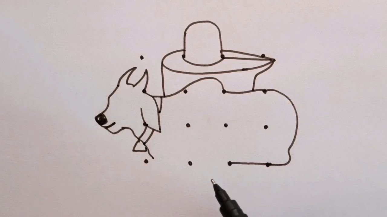Shivaratri Rangoli Drawing With 4x4 Dots Easy | Shiva Ling Drawing With ...