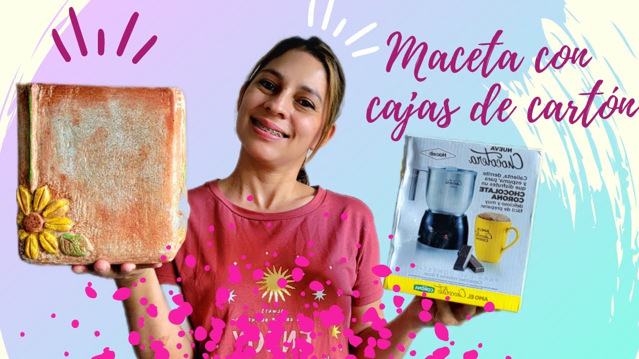 MACETAS EN CONCRETO CON CAJAS DE CARTON// Textura en relieve! - YouTube