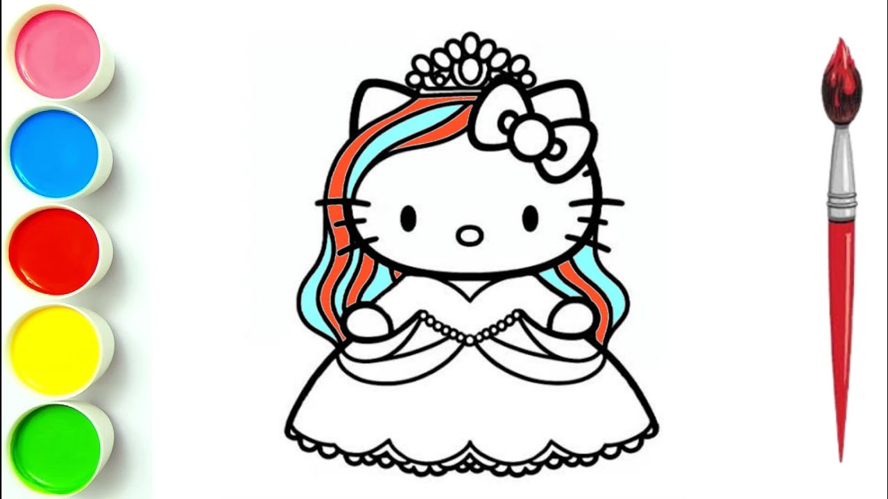 Barbie Hello Kitty drawing and painting for kids, Barbie Hello Kitty ...