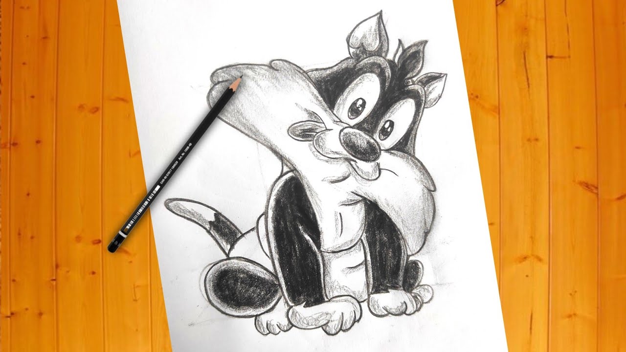 How to Draw Baby Sylvester cat | Easy Drawing | Baby Sylvester Drawing ...