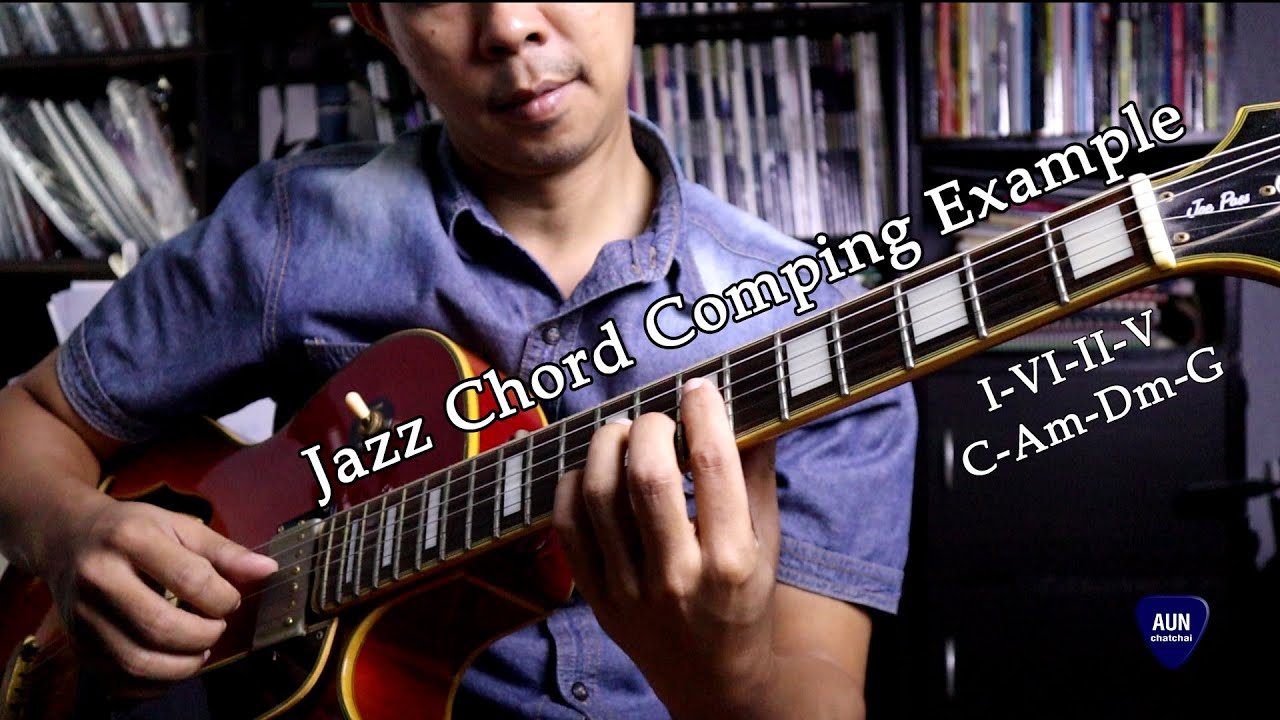 Jazz Guitar - Chord Comping Example (C Am Dm G) - YouTube