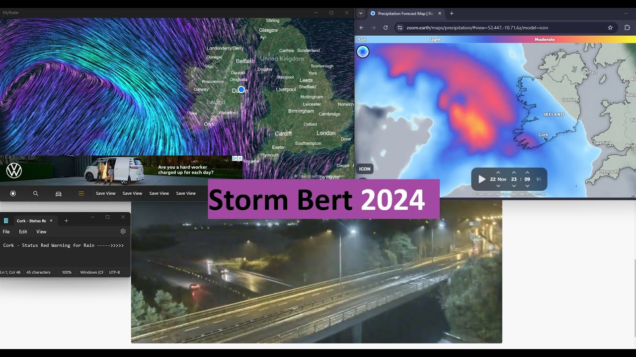 Track Storm Bert as its makes its way across Ireland - YouTube