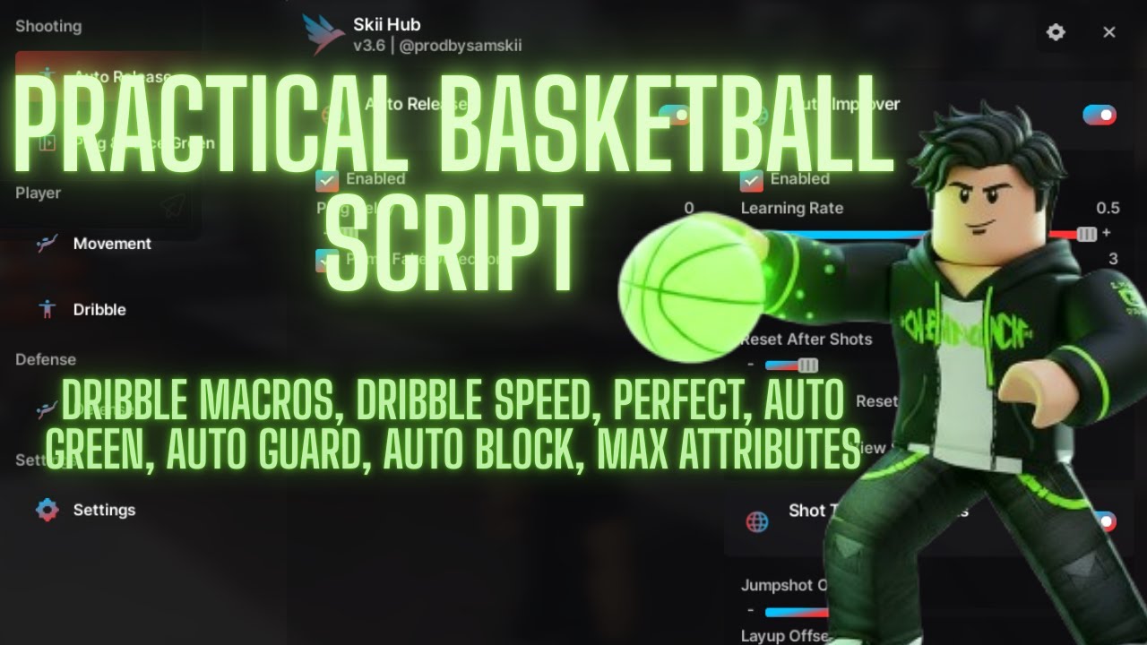 [FREE] NEW PRACTICAL BASKETBALL SCRIPT (AUTO GREEN, AUTO GUARD, DRIBBLE ...