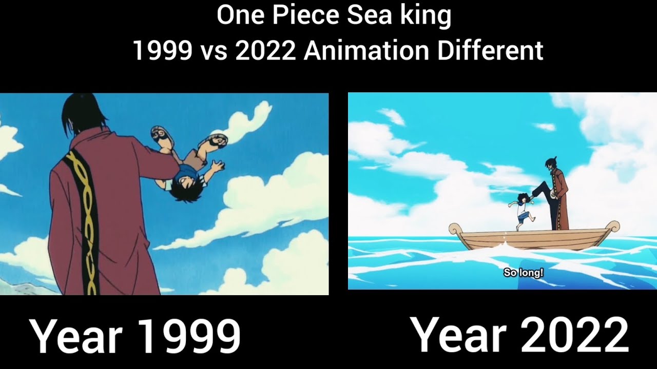 One piece 1999 vs 2022 animation different of luffy being drown - YouTube