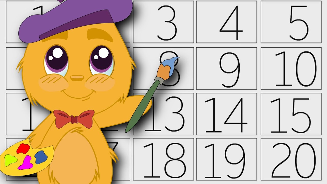 Learn NUMBERs 1 a 20, Painting and Colouring for Kids & Toddlers | Draw ...