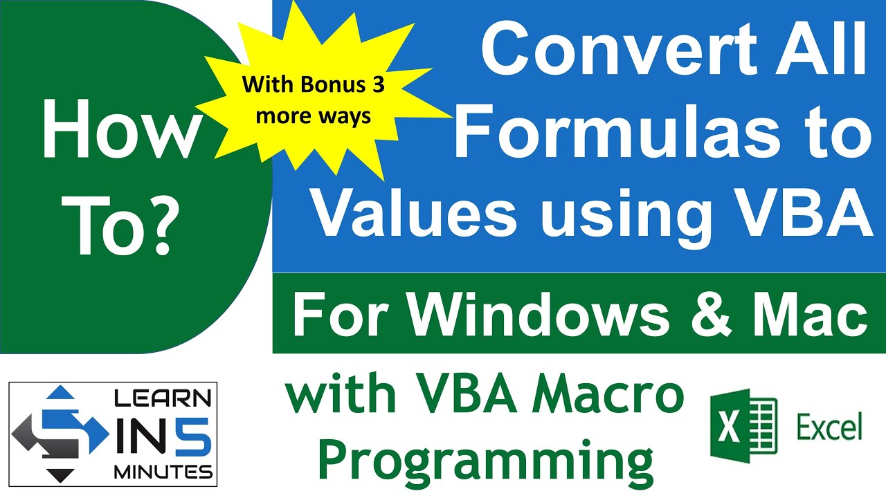 How To Convert All Formulas To Values Using VBA YouTube How To Convert All Formulas To Values Using VBA YouTube