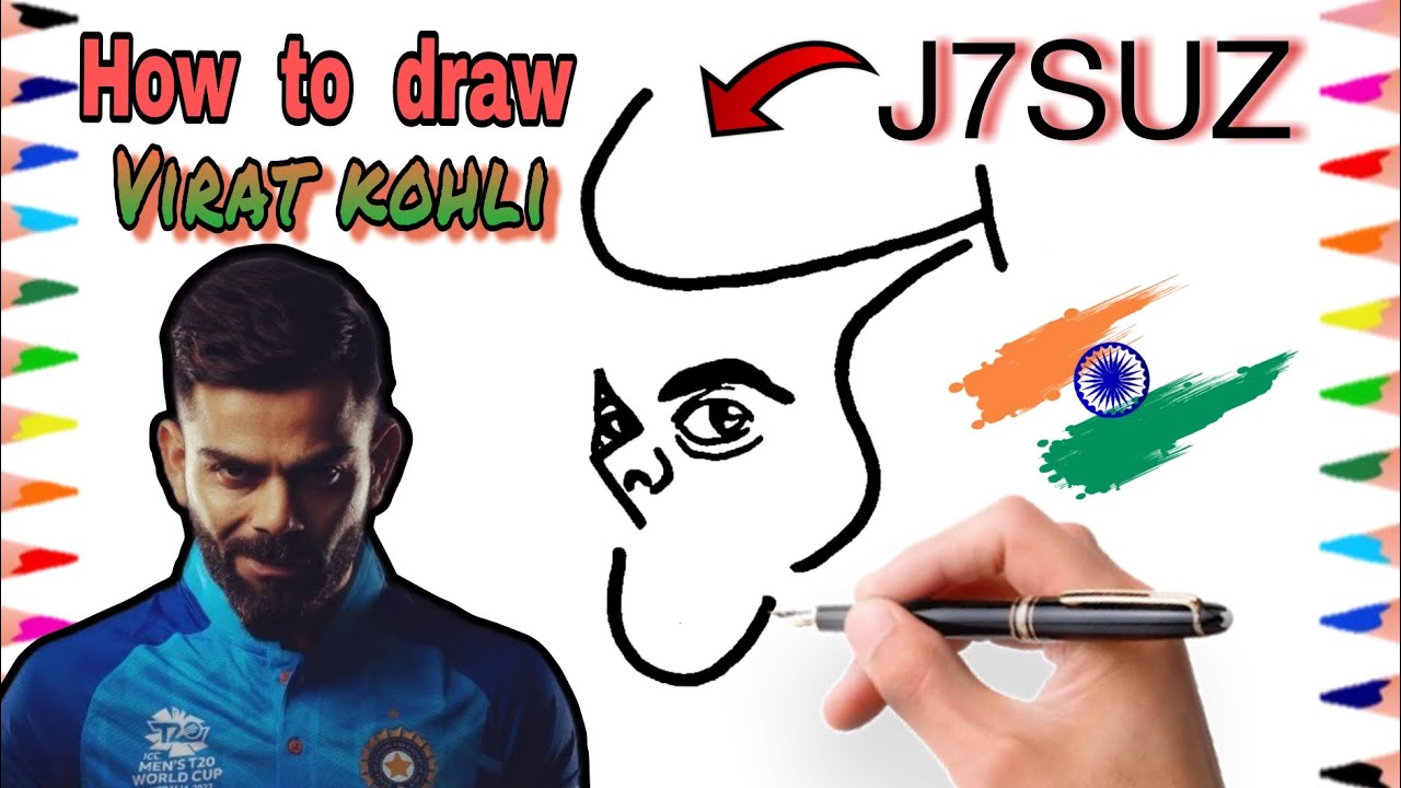 How to Draw Virat Kohli easy |alphabet से विराट कोहली का चित्र बनाएं |🏏 ...