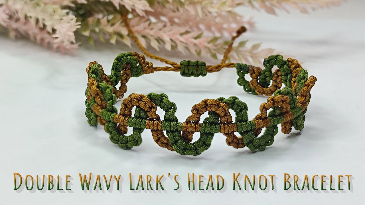 DIY Double Wavy Lark's Head Knot Bracelet | Macrame Bracelet Tutorial - YouTube