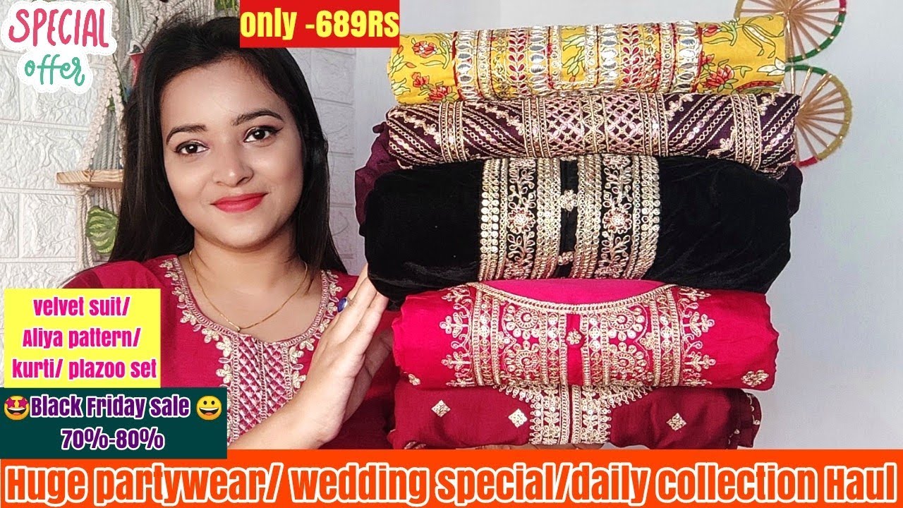 ||😍👗Huge partywear kurta set haul/kurta sharara/Designer velvet plazoo ...