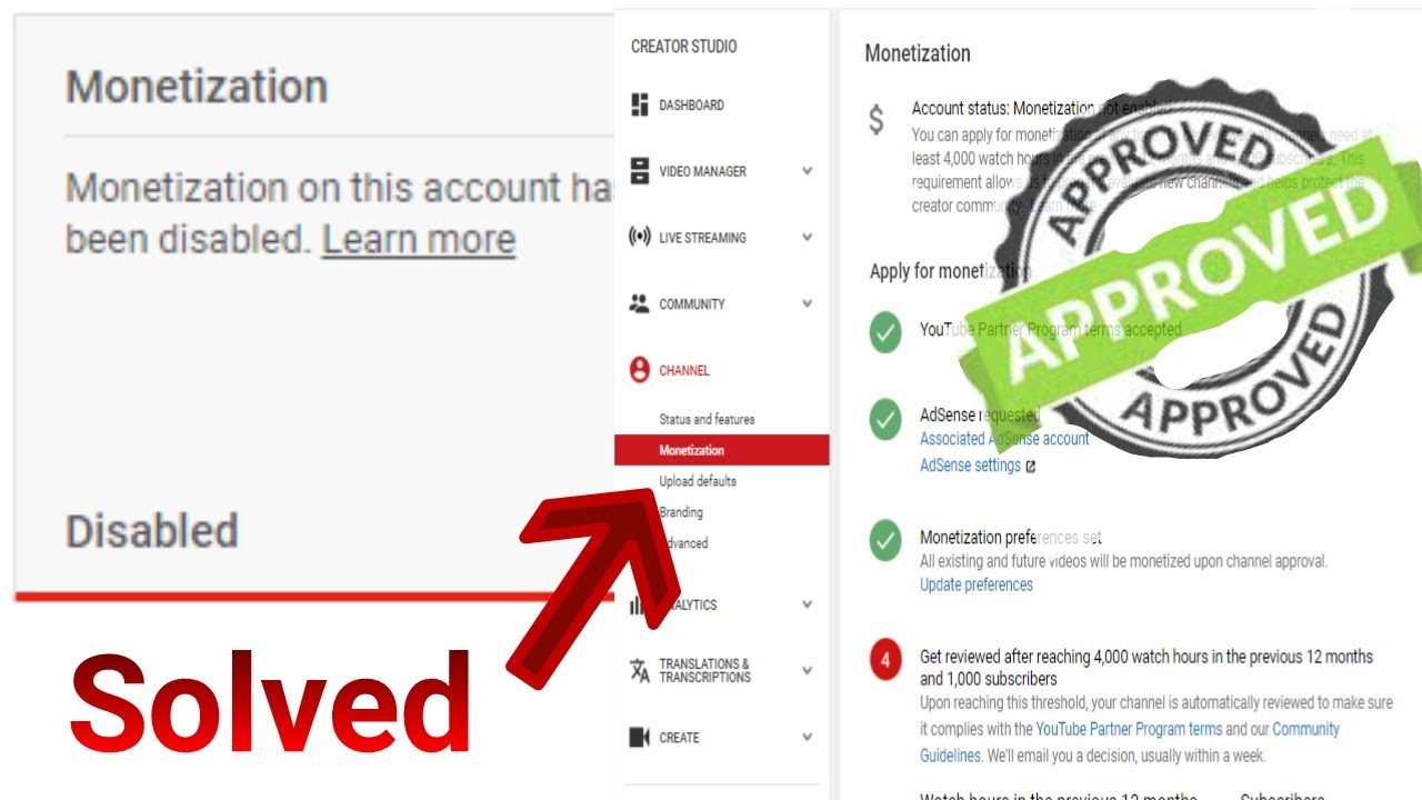 Monetization tab disabled || how to enable monetization - YouTube