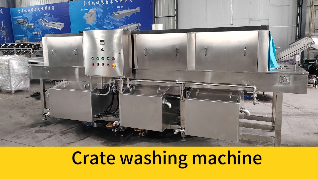 Crate box pallet washing machine - YouTube