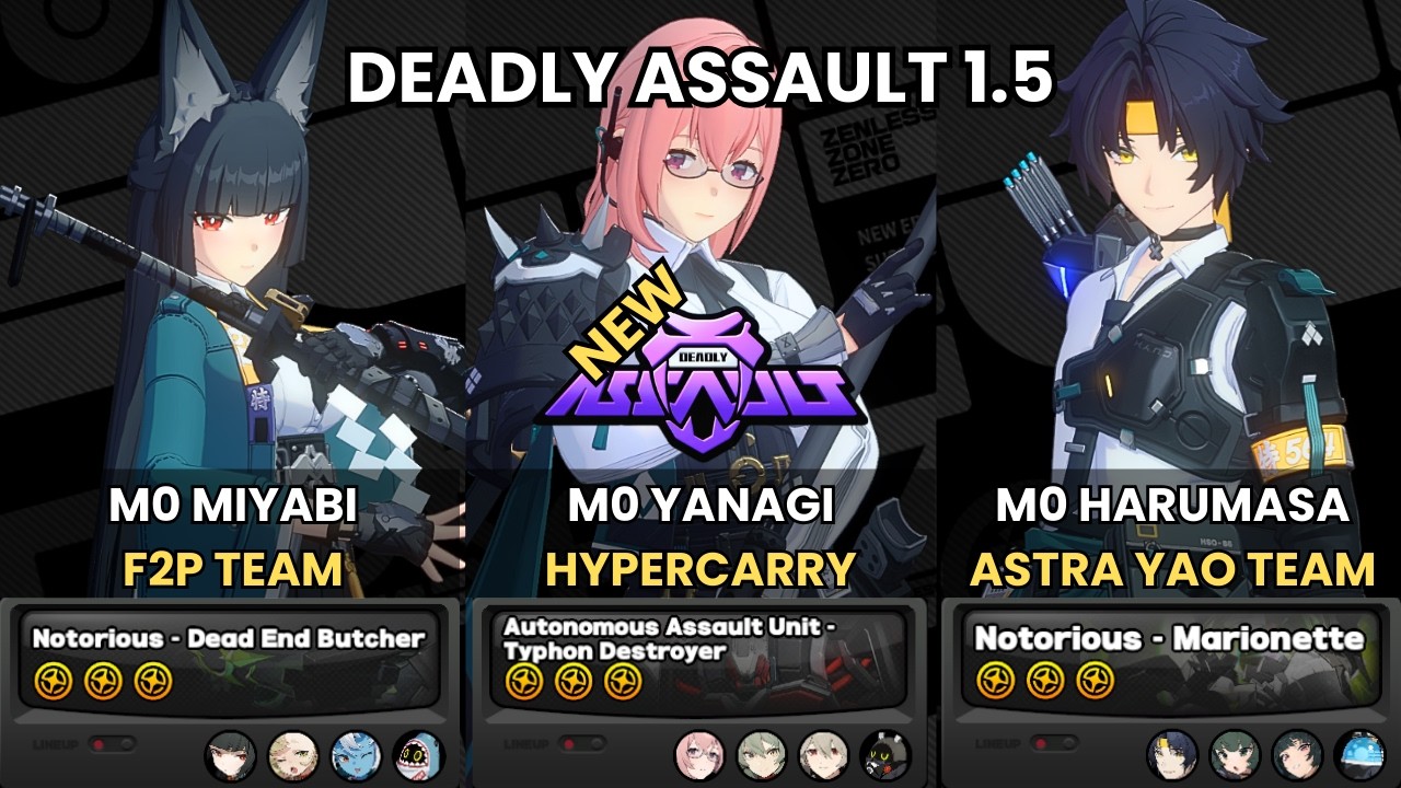 NEW Deadly Assault ZZZ | Miyabi F2P Team x Yanagi x Harumasa Qingyi | 9 ...