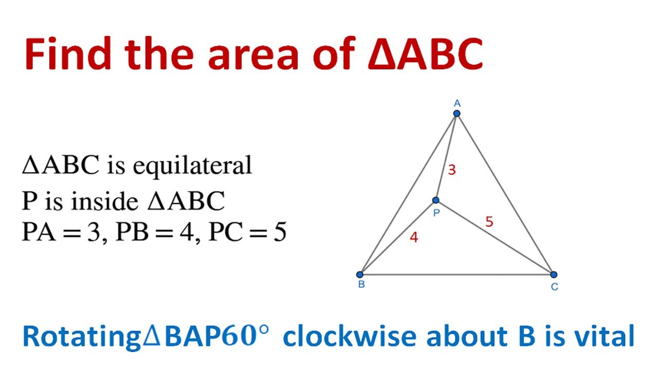 Find the area of a triangle. A challenging mathematics problem. - YouTube