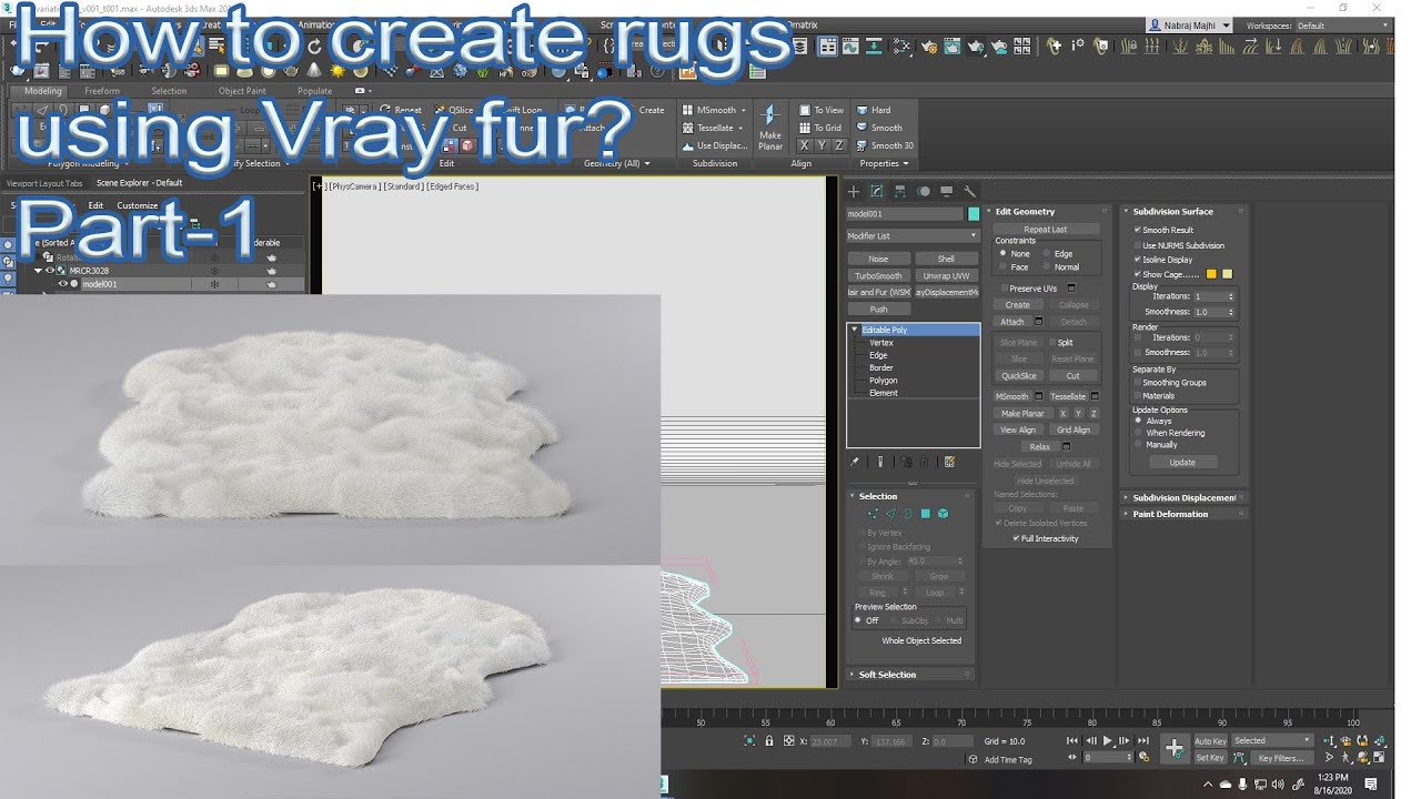 How to create rugs using Vray fur? Part-1 - YouTube