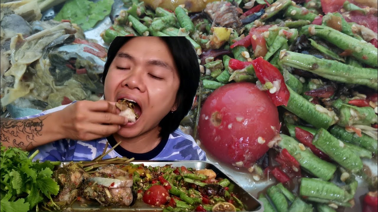 ตำบักถั่วกินกับหมกปลาปึ่งพึ่งเคยกินครั้งแรกแซ่บอิหลีครับผม - YouTube