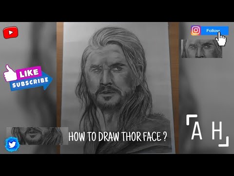 THOR Full face drawing || by Artistic HRisikesh|| #chrishemsworth - YouTube