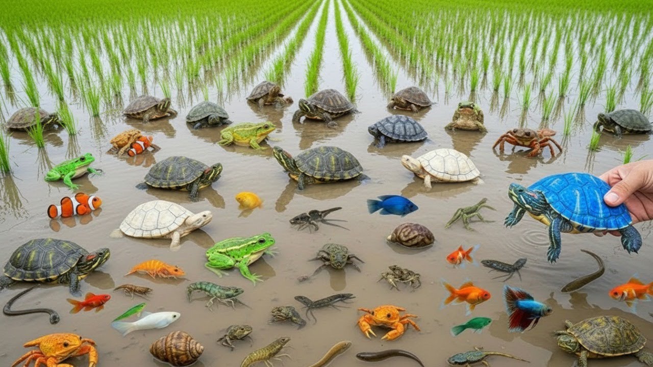 Unbelievable POV Animal Catching in Muddy Water | Frogs, Fish, Crabs ...