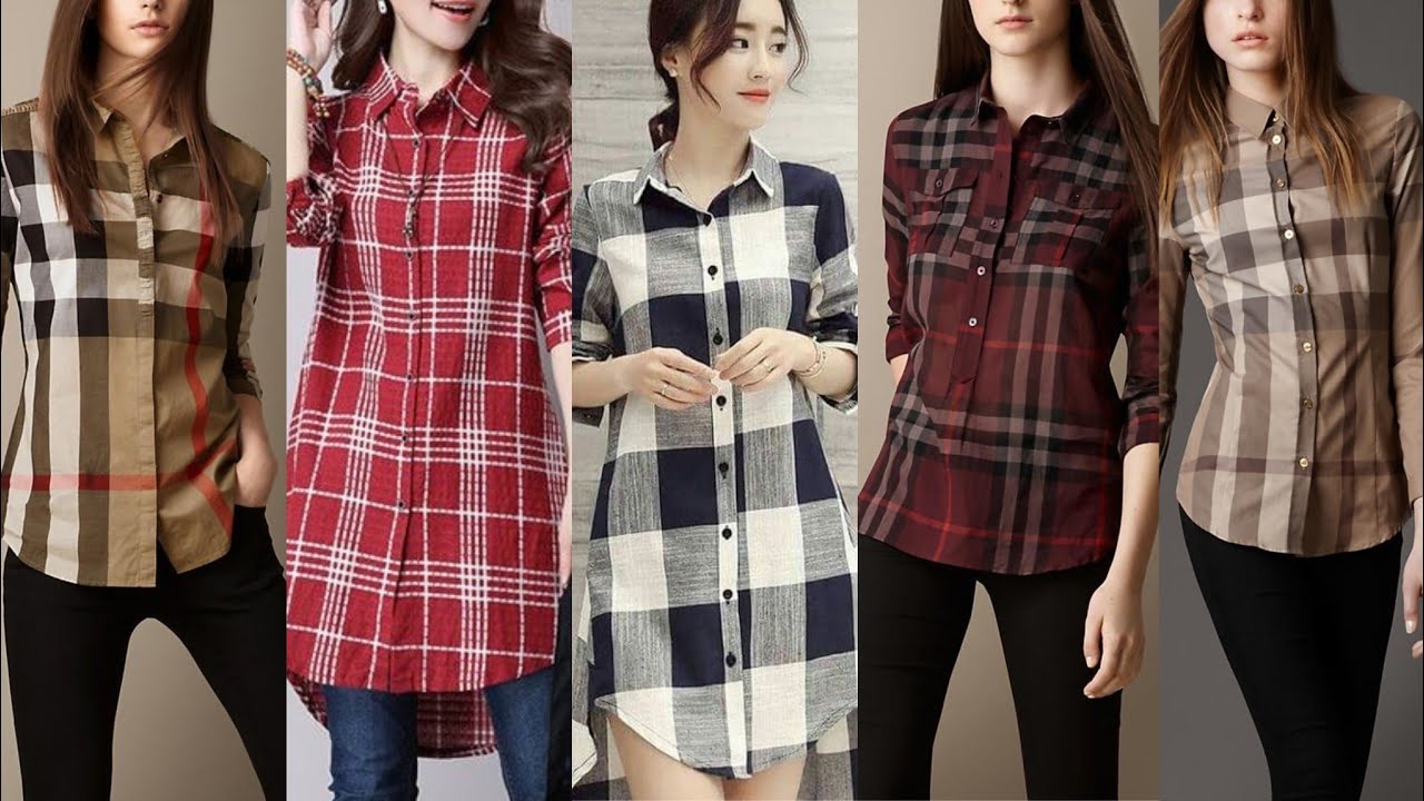 Evergreen Latest and Stylish Check Shirts for Girls - Print Long Check ...
