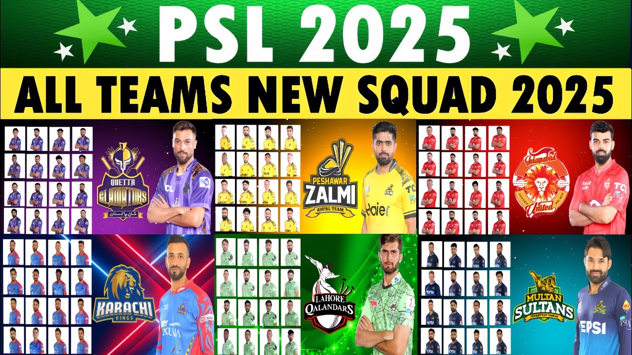 PSL 2025: All Teams New Squads Revealed | Full Details Inside |Psl 10 ...