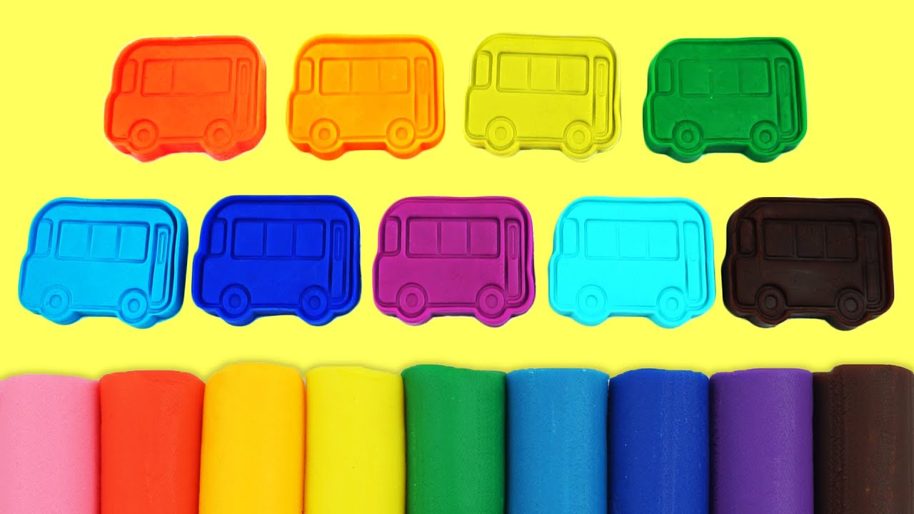 Learn Colors with Play Doh Modelling Clay Bus Mold Cookie Cutters Fun ...