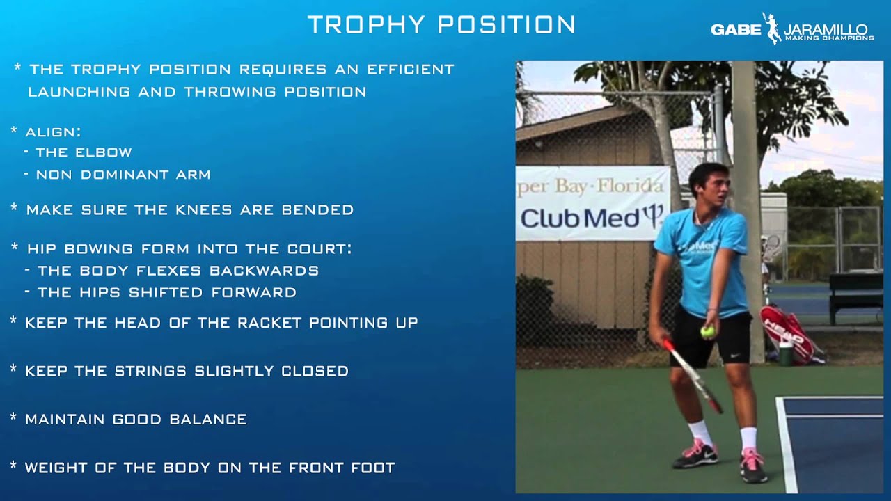 trophy position serve tennis video - YouTube