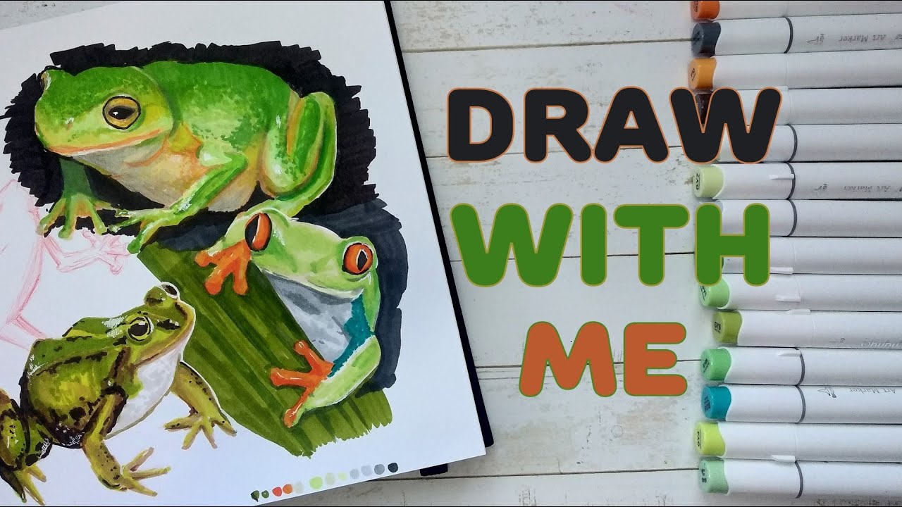sketchbook session ︱ drawing frogs with ohuhu markers - YouTube