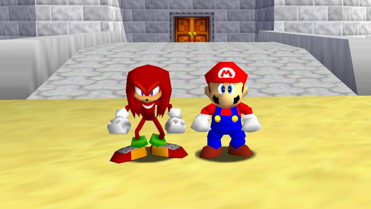 Playable Knuckles and Mario in Super Mario 64 (2 Players) - Full Game ...