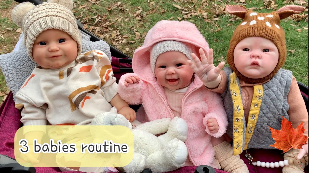 🥰 Afternoon routine with 3 babies| stroller ride | reborn video - YouTube