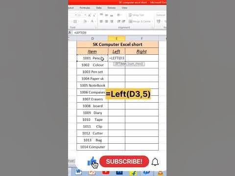 Left Function | Right Function | Excel Formula | #excel #shorts - YouTube