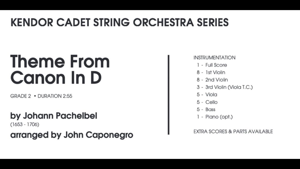 Theme from Canon in D arranged by John Caponegro - YouTube