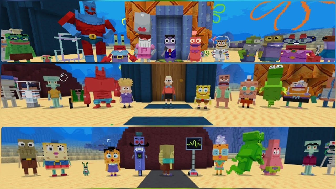 Minecraft x Spongebob DLC - All Custom Characters & Mobs - YouTube