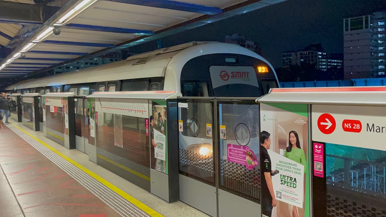 SMRT Trains NSL Kawasaki & CSR Sifang C151A [545/546] passing Choa Chu ...