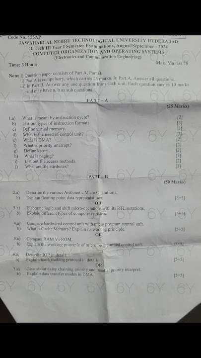 B-TECH JNTUH| R18 | ECE | EIE | COMPUTER ORGANIZATION AND OPERATING ...