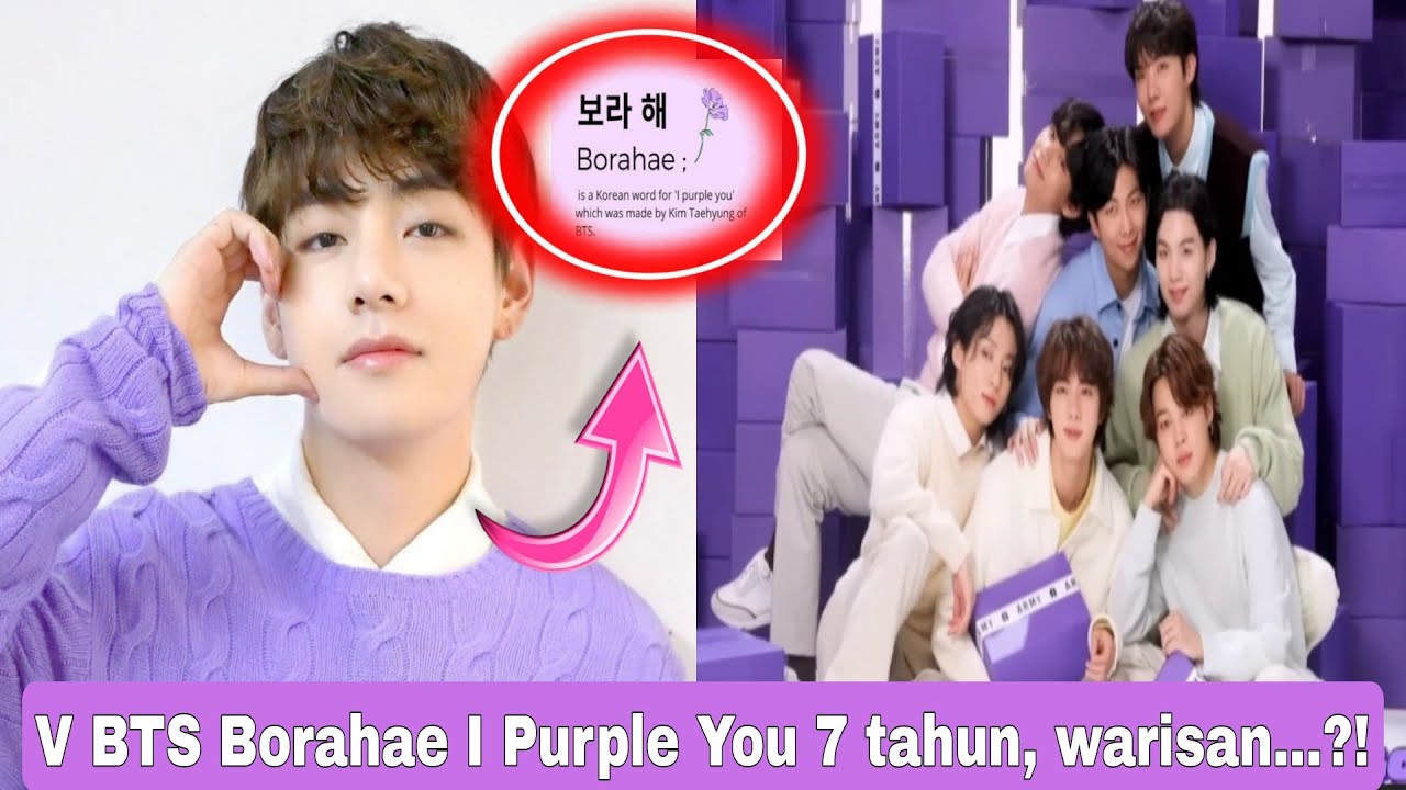 V BTS dengan borahae I Purple You 7 tahun ...cinta ungu selamanya ...