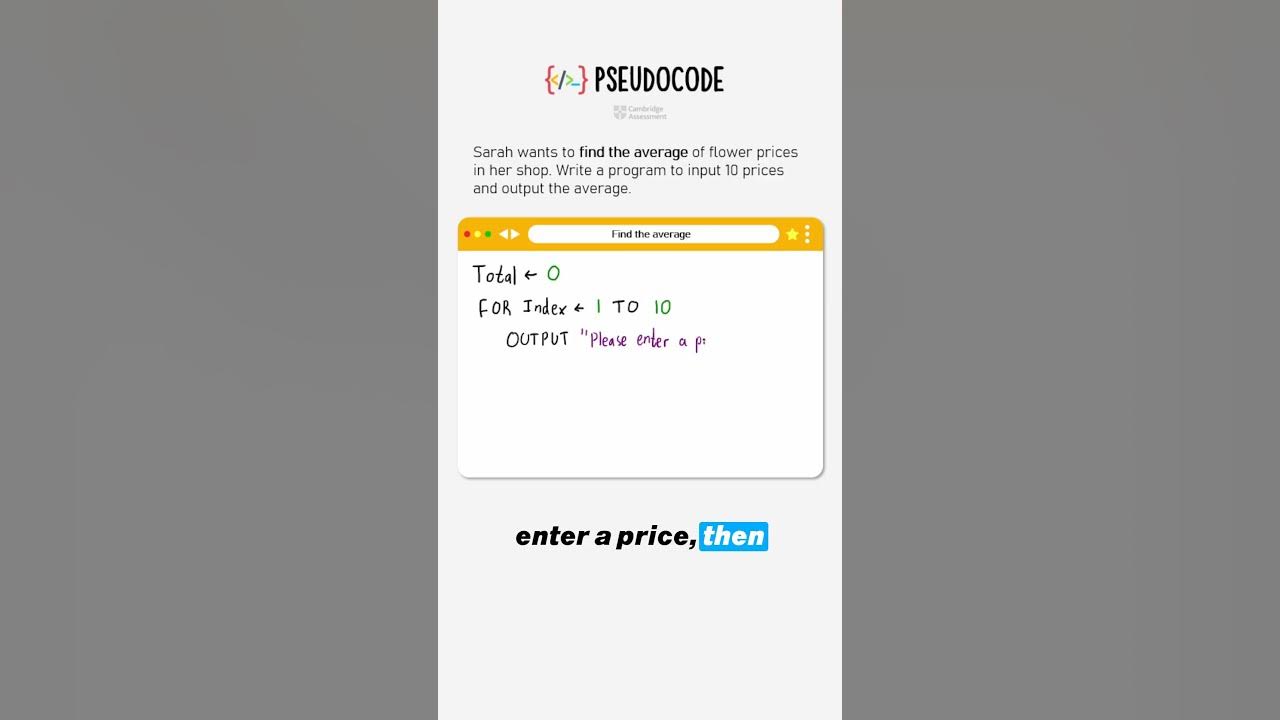 How To Find The Average In Pseudocode Youtube