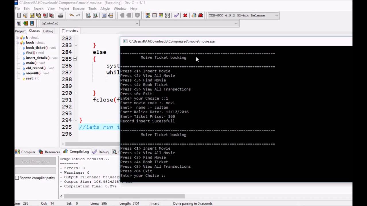 Online Movie ticket booking project in c - YouTube