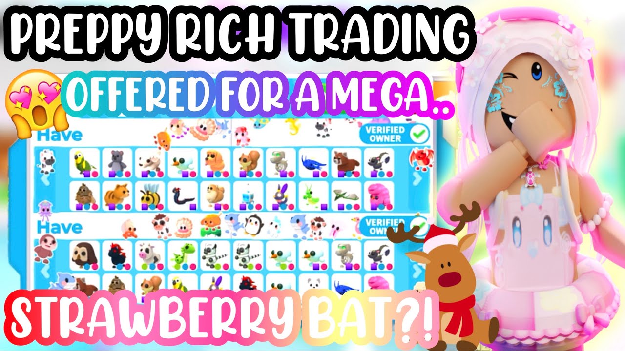 PREPPY TRADING!💗 ️🤔OFFERED FOR A MEGA STRAWBERRY BAT?!🍓🐉#adoptmeroblox ...