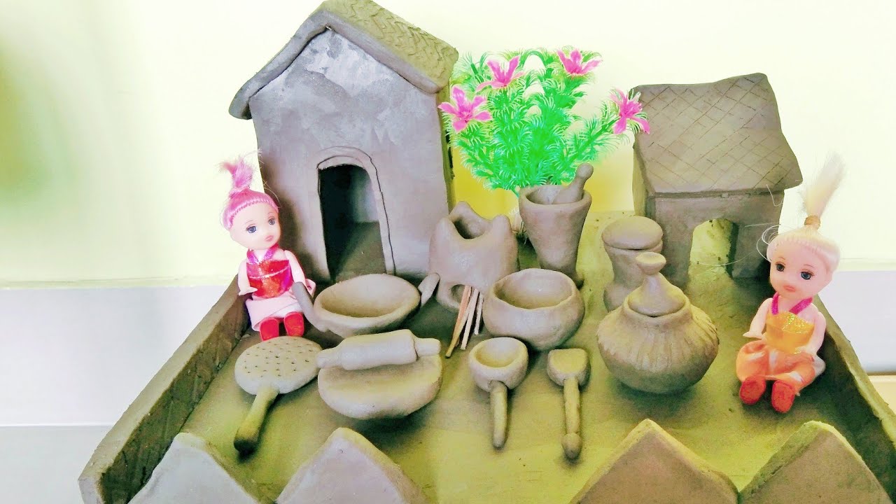 DIY Miniatute Clay Doll House Making ll Rina's Magic Craft ll Doll ...