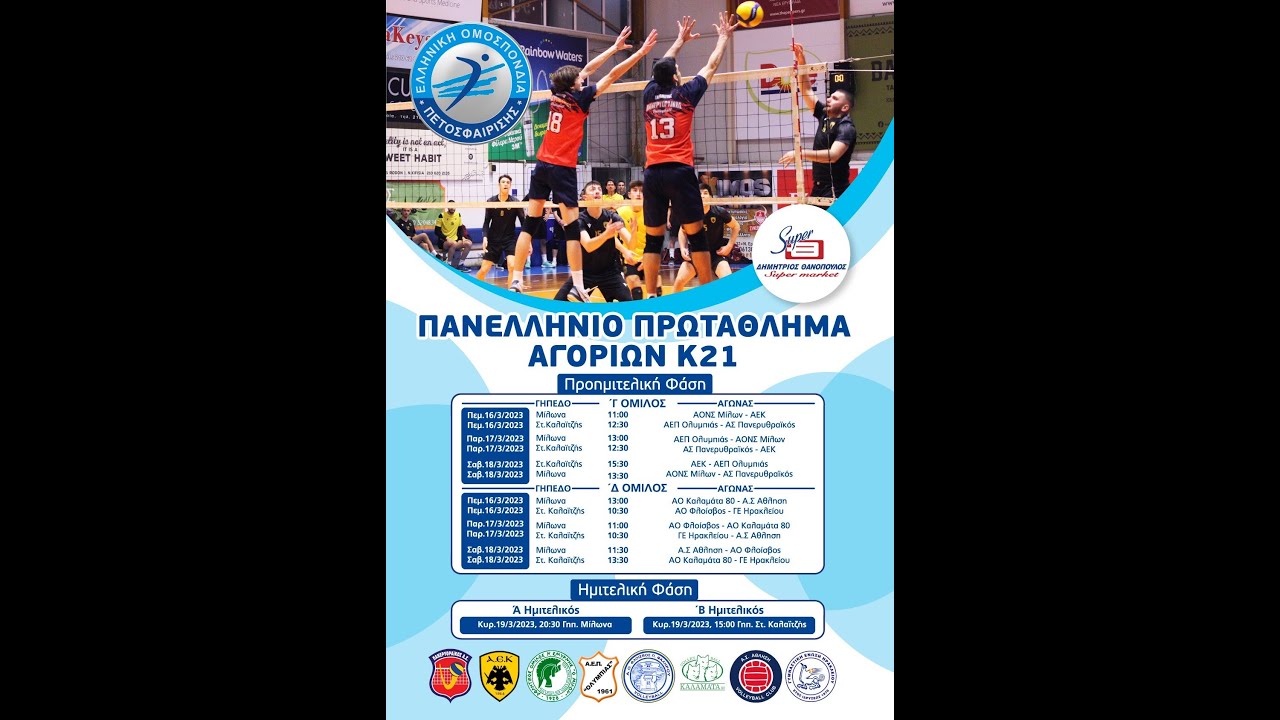 Προημιτελικός Πανελλήνιου Πρωταθλήματος Αγοριών Κ-21 / ΑΟΝΣ Μίλων ...