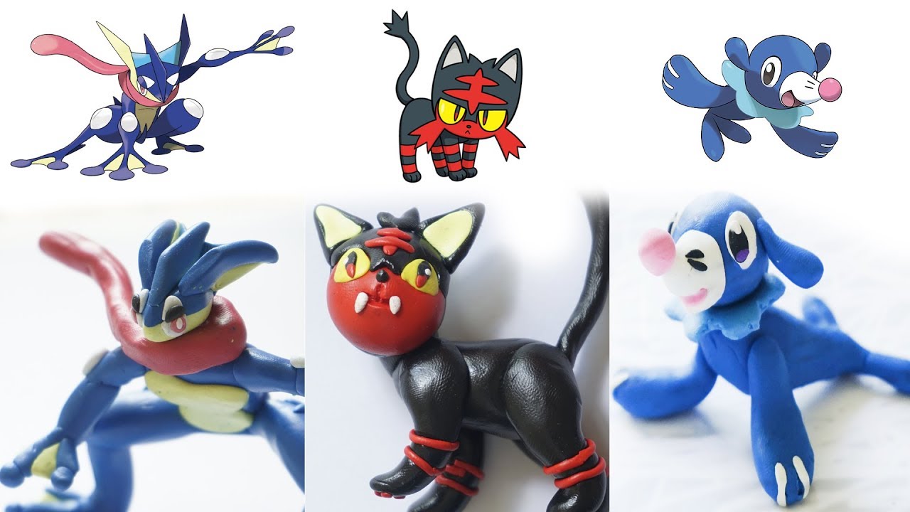 Pokemon Clay Requests #1: Greninja, Popplio, Litten - YouTube