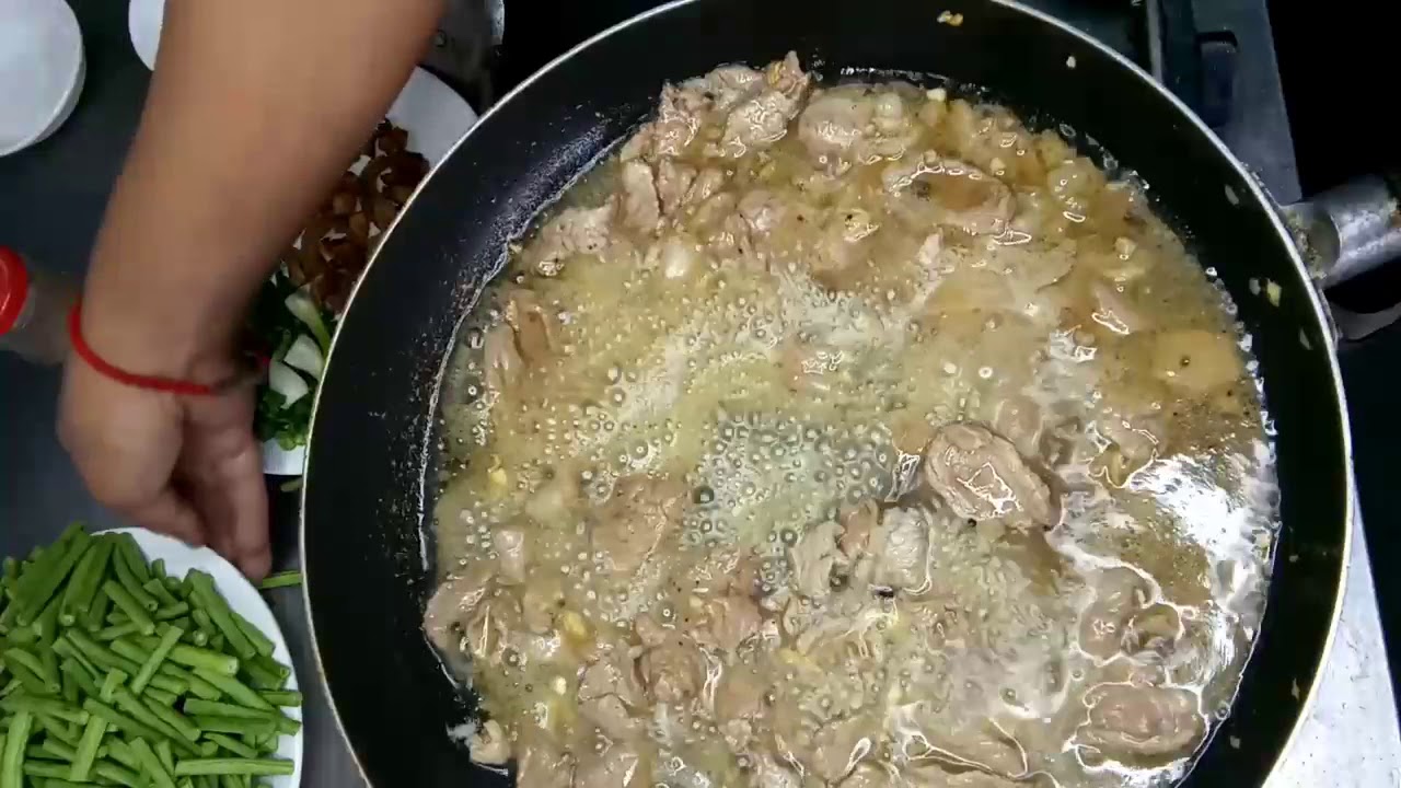 Fried string bean with pork - YouTube